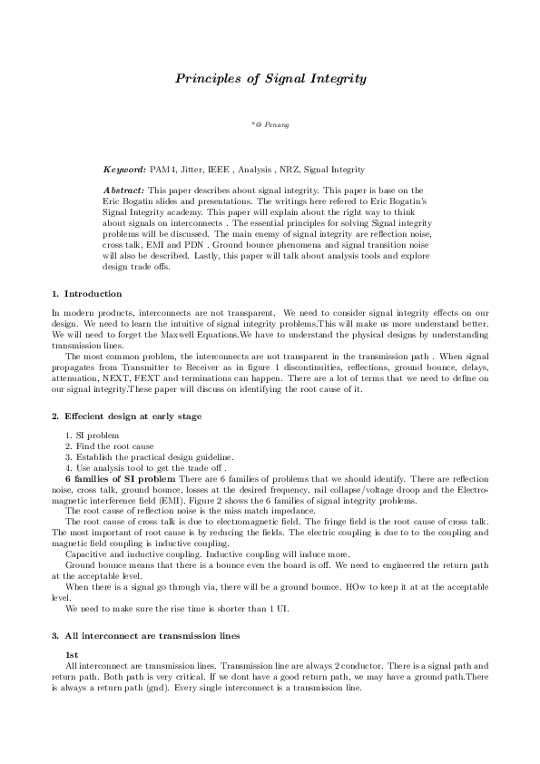 (PDF) Principles of Signal Integrity