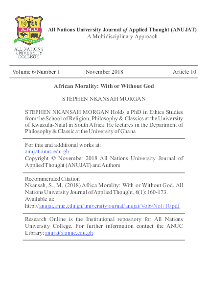 (PDF) African Morality: With or Without God