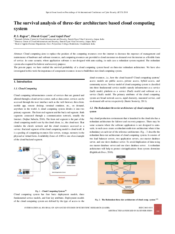 (PDF) The survival analysis of three-tier architecture based cloud computing system
