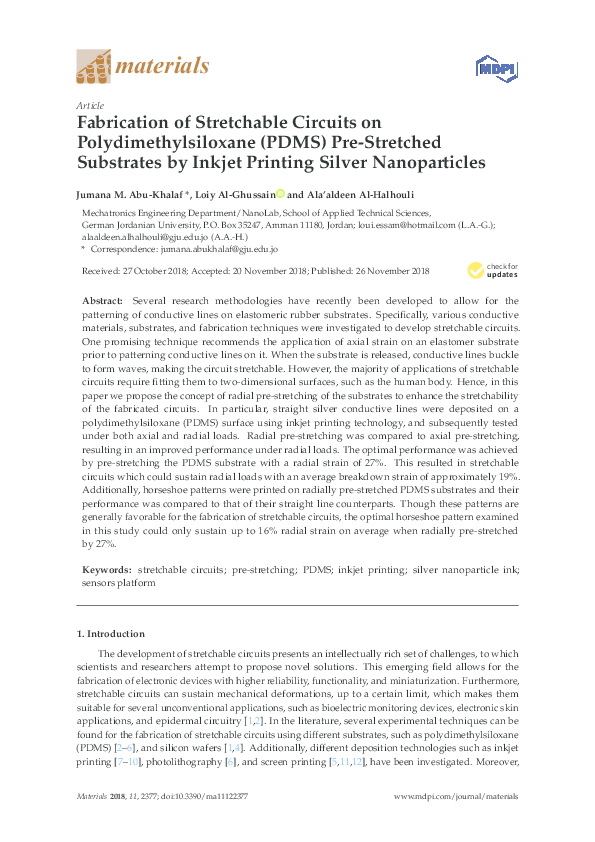 (PDF) Fabrication of Stretchable Circuits on Polydimethylsiloxane (PDMS ...