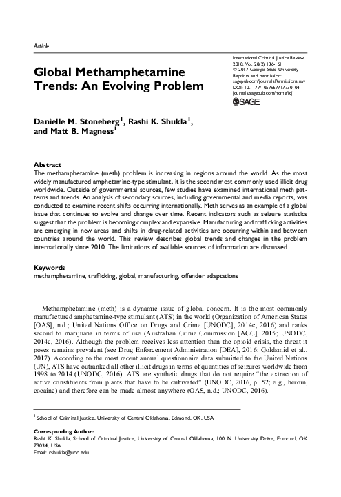 (PDF) Global Methamphetamine Trends: An Evolving Problem