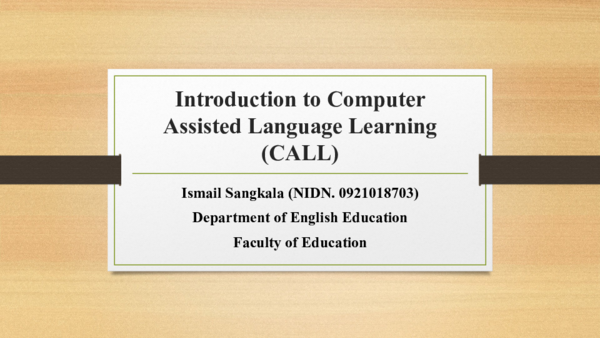 (PPT) Unit 1. Introduction to CALL