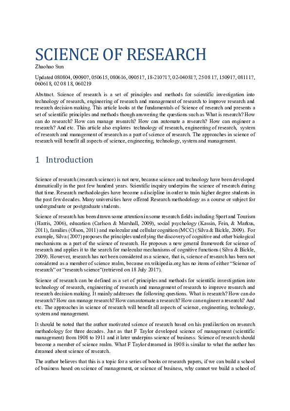 (PDF) SCIENCE OF RESEARCH