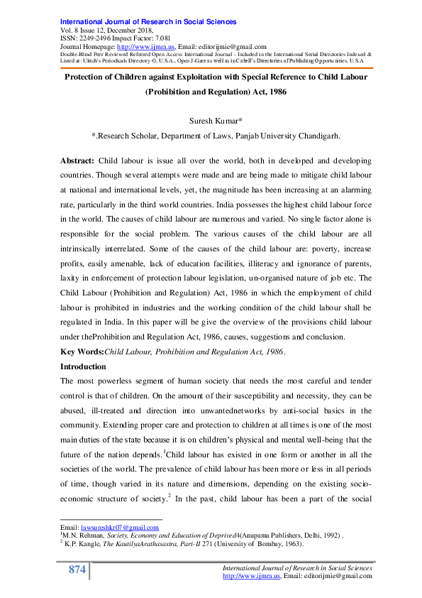 (PDF) Protection of Children against Exploitation with Special ...