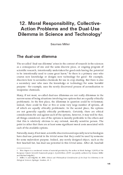 (PDF) Moral Responsibility, Collective-Action Problems and the Dual-Use ...