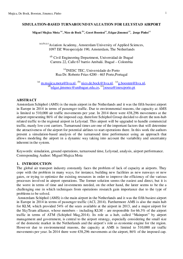 (PDF) Simulation-Based Turnaround Evaluation for Lelystad Airport