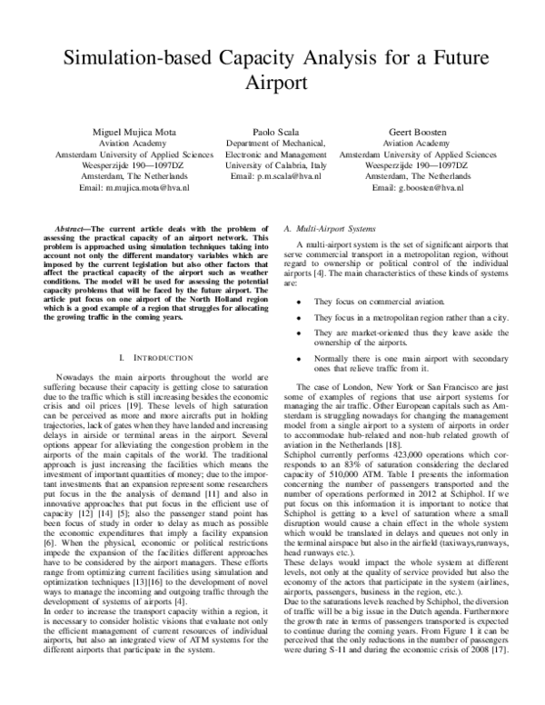 (PDF) Simulation-based capacity analysis for a future airport