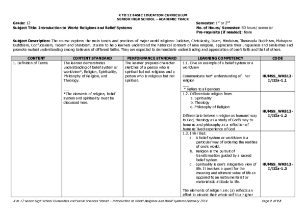 (PDF) K TO 12 BASIC EDUCATION CURRICULUM SENIOR HIGH SCHOOL -ACADEMIC TRACK