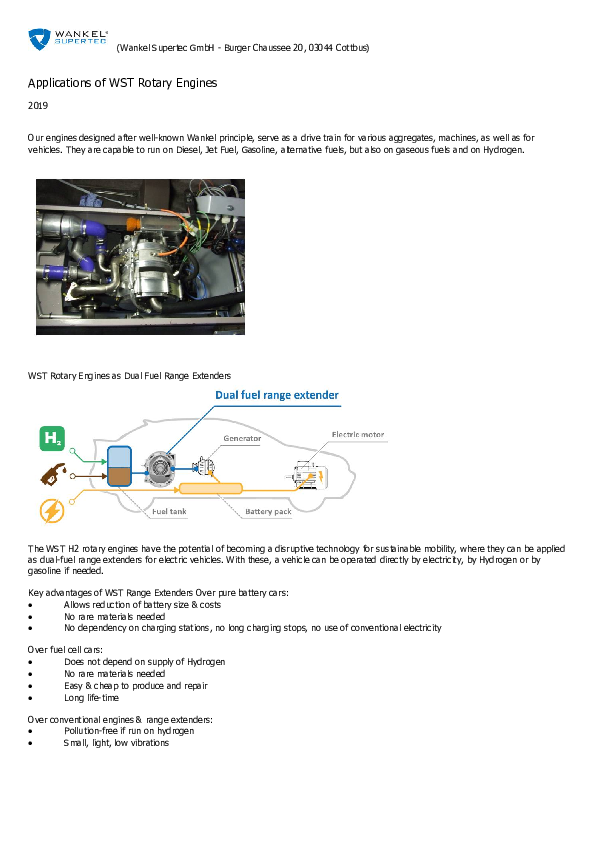(PDF) Applications of WST (Wankel SuperTec) Rotary Engines