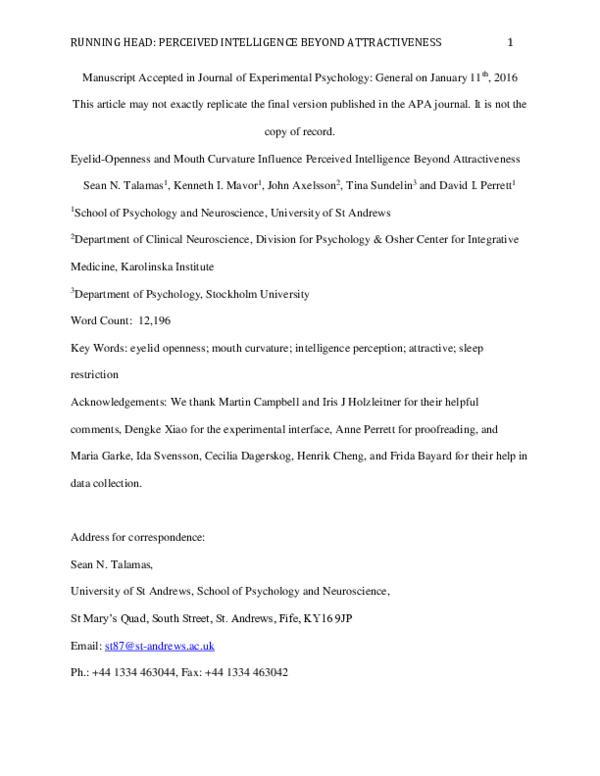 (PDF) Eyelid-Openness and Mouth Curvature Influence Perceived ...