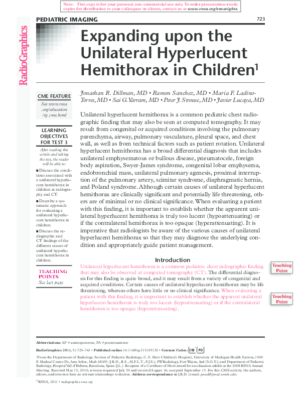 (PDF) Expanding upon the Unilateral Hyperlucent Hemithorax in Children