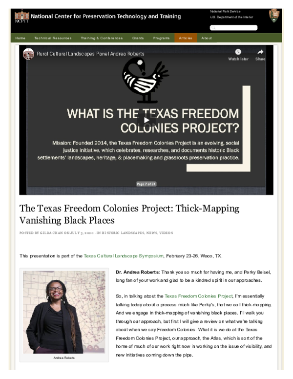 (PDF) The Texas Freedom Colonies Project: Thick-Mapping Vanishing Black ...