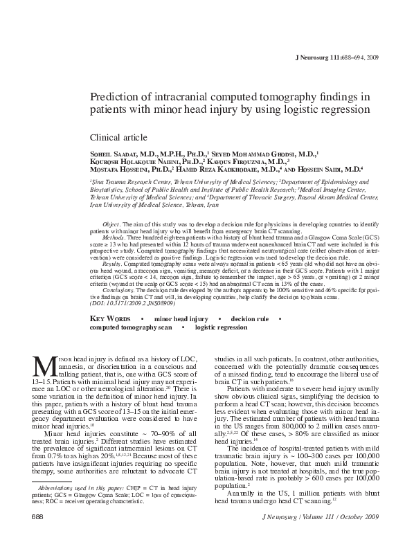 (PDF) Intracranial Hemorrhage Prediction for Traumatic Brain Injury Using Glasgow Comma Scale ...