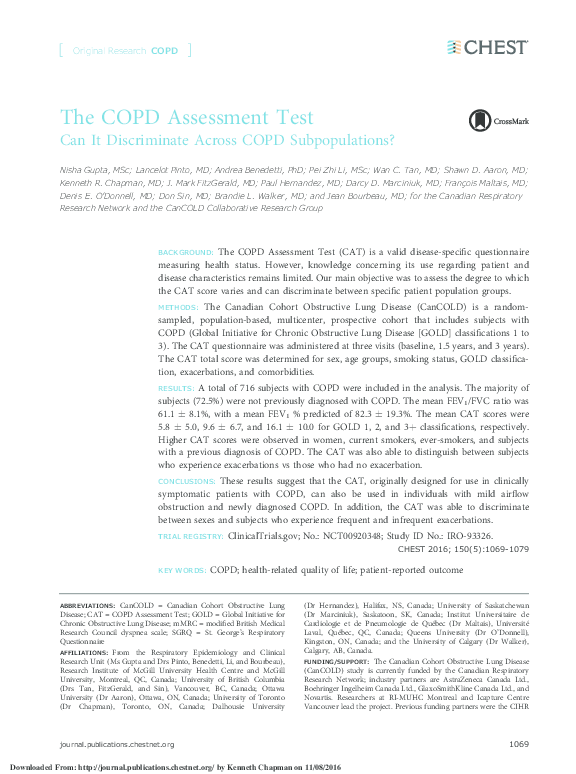 (PDF) The COPD Assessment Test Can It Discriminate Across COPD ...