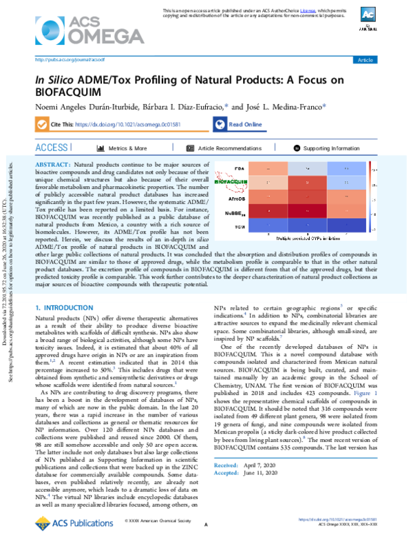 (PDF) In Silico ADME/Tox Profiling of Natural Products: A Focus on ...