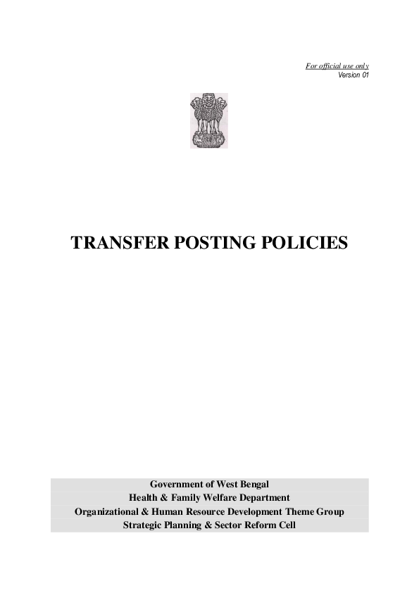 (PDF) TRANSFER POSTING POLICIES Government of West Bengal Health ...