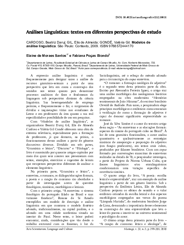 (PDF) Análises Linguísticas: textos em diferentes perspectivas de estudo.