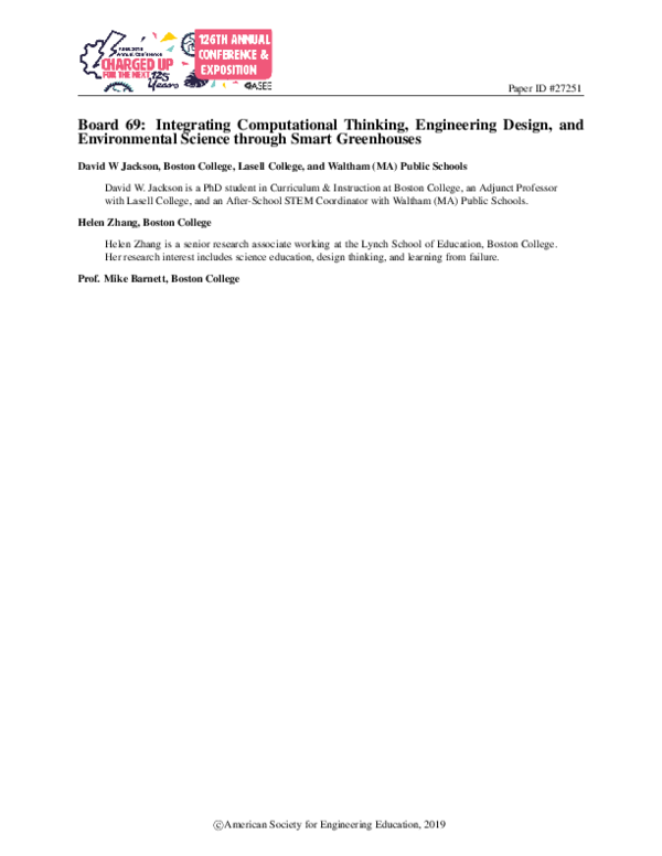 (PDF) Integrating Computational Thinking, Engineering Design, and Environmental Science through ...