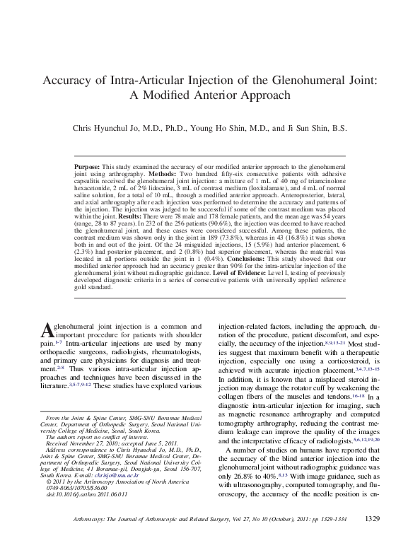 (PDF) Accuracy of Intra-Articular Injection of the Glenohumeral Joint ...