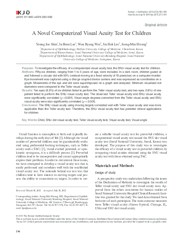 (PDF) A novel computerized visual acuity test for children