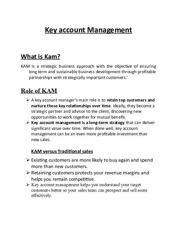 (DOC) Key account Management What is Kam