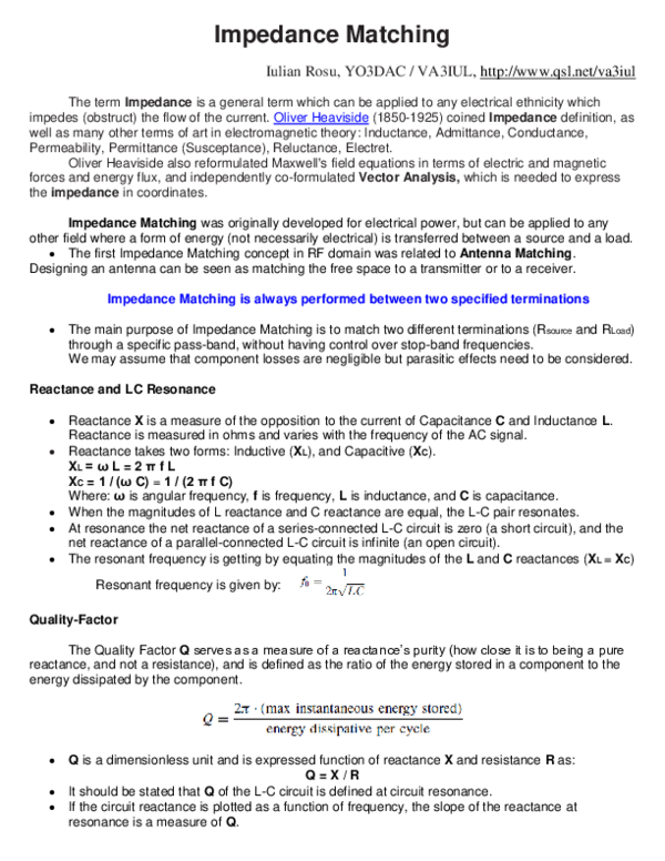 (PDF) Impedance Matching