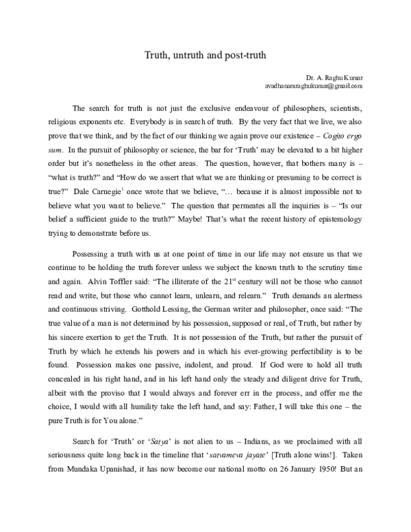 (DOC) Truth, untruth and post-truth