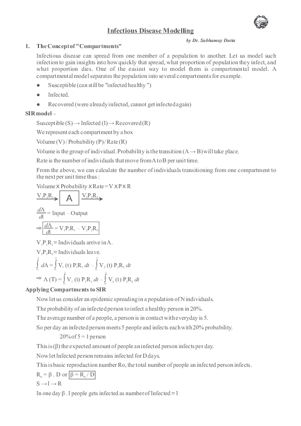 (PDF) Infectious Disease Modelling