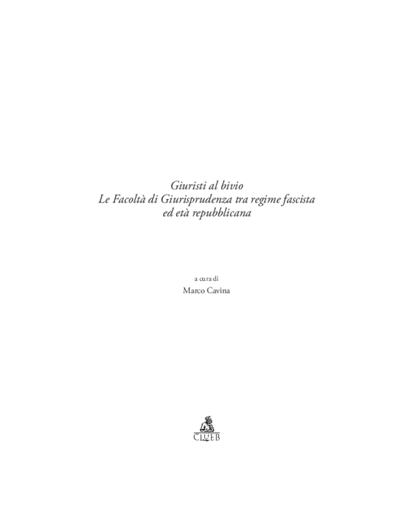 (PDF) Ettore Dezza, La facoltà giuridica pavese dal fascismo alla ...