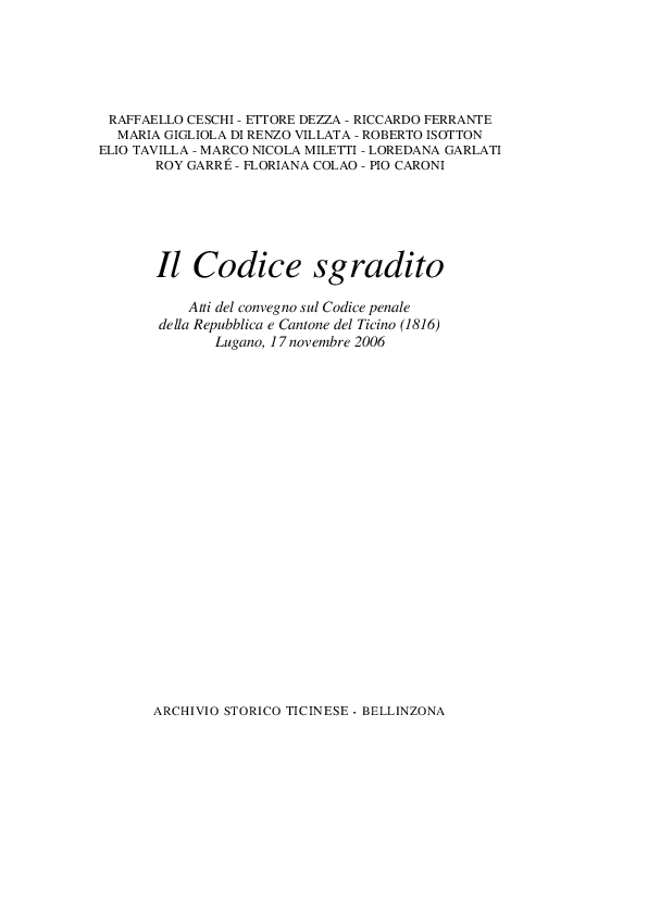 (PDF) Ettore Dezza, Giuseppe Marocco e la codificazione penale ticinese ...