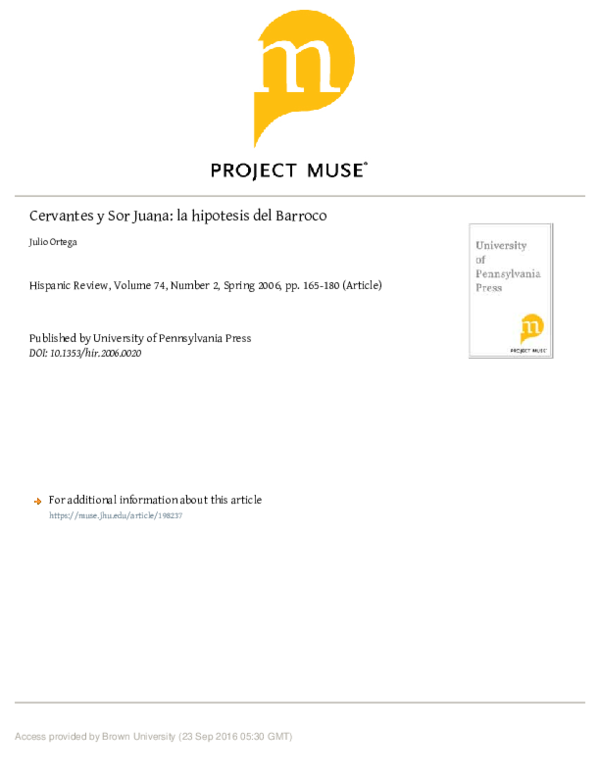 (PDF) Cervantes,Sor Juana y el Barroco