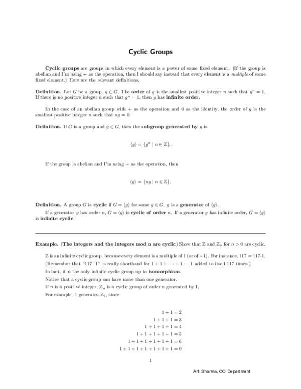 (PDF) Cyclic Groups