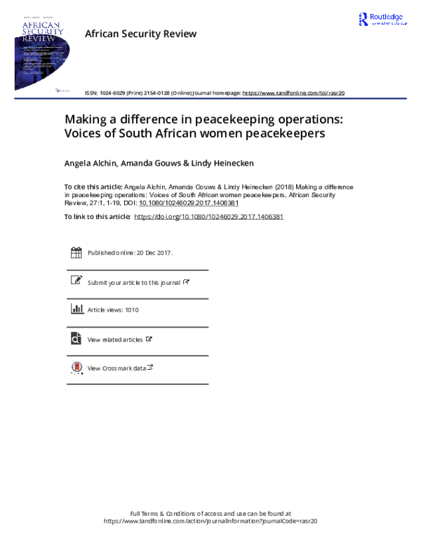 (PDF) African Security Review Making a difference in peacekeeping ...