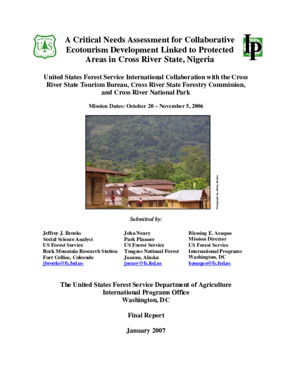 (PDF) A critical needs assessment for collaborative ecotourism ...