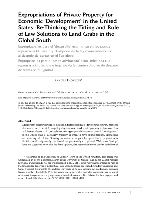 (PDF) Expropriations of private property for economic 'development' in ...