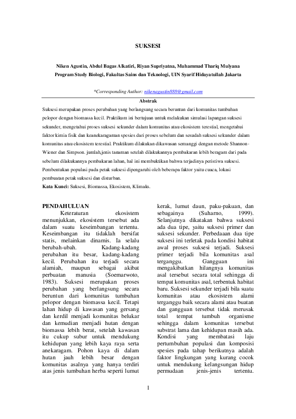 Pdf Laporan Praktikum Suksesi