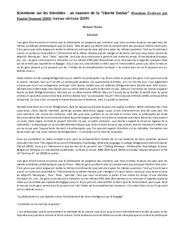 (PDF) Scientisme sur les Stéroïdes -un examen de la "Liberté Evolue ...