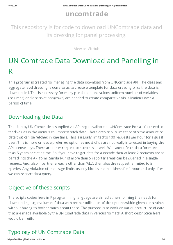 (PDF) UN Comtrade Data Download and Panelling in R