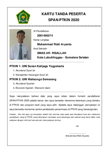 (PDF) KARTU TANDA PESERTA