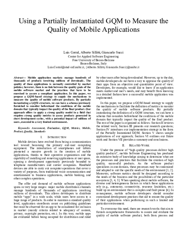 (PDF) Using a Partially Instantiated GQM to Measure the Quality of ...