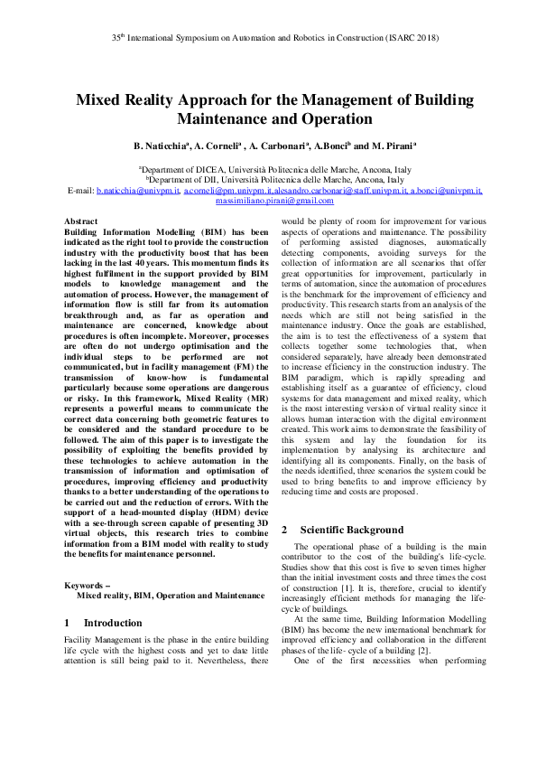 (PDF) Mixed Reality Approach for the Management of Building Maintenance ...