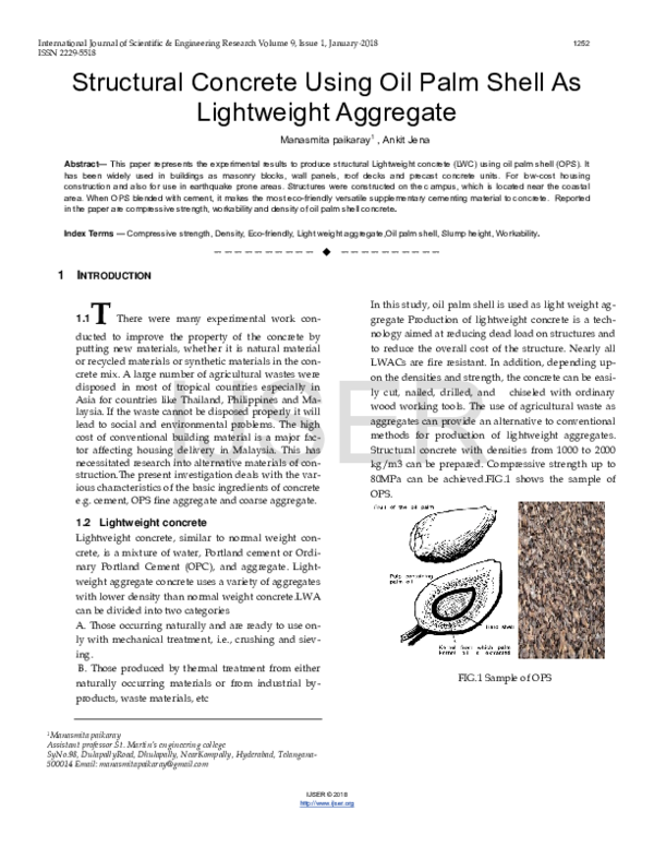 (PDF) Structural Concrete Using Oil Palm Shell As Lightweight Aggregate