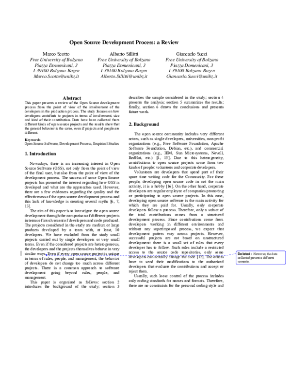 (PDF) Open Source Development Process: a Review