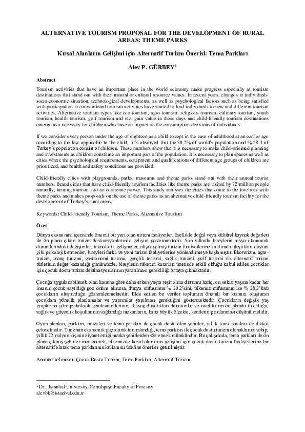 (PDF) ALTERNATIVE TOURISM PROPOSAL FOR THE DEVELOPMENT OF RURAL AREAS ...