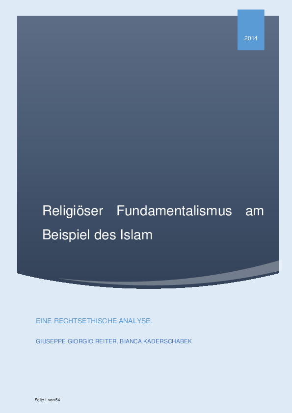 (PDF) Religiöser Fundamentalismus am Beispiel des Islam.