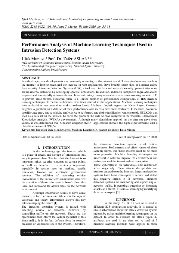 Pdf Performance Analysis Of Machine Learning Techniques Used In