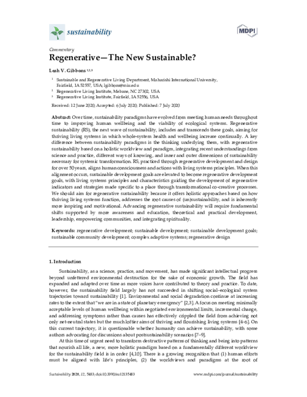 (PDF) Regenerative-The New Sustainable