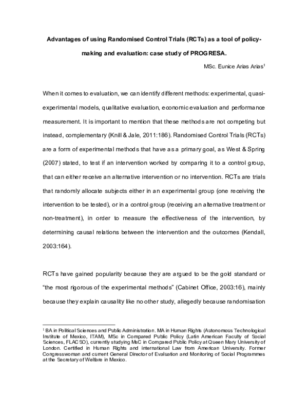 (PDF) Advantages of using Randomised Control Trials (RCTs) as a tool of policy- making and ...