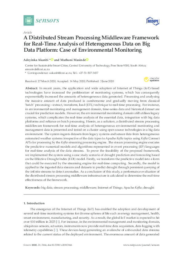 Pdf A Distributed Stream Processing Middleware Framework For Real