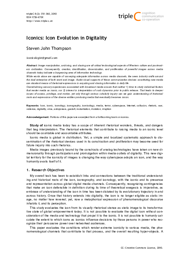 (PDF) Iconics: Icon Evolution in Digitality